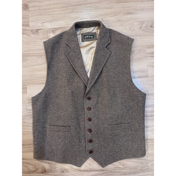 Orvis | Jackets & Coats | Orvis Wool Herringbone Tweed Vest Mens Xxl ...
